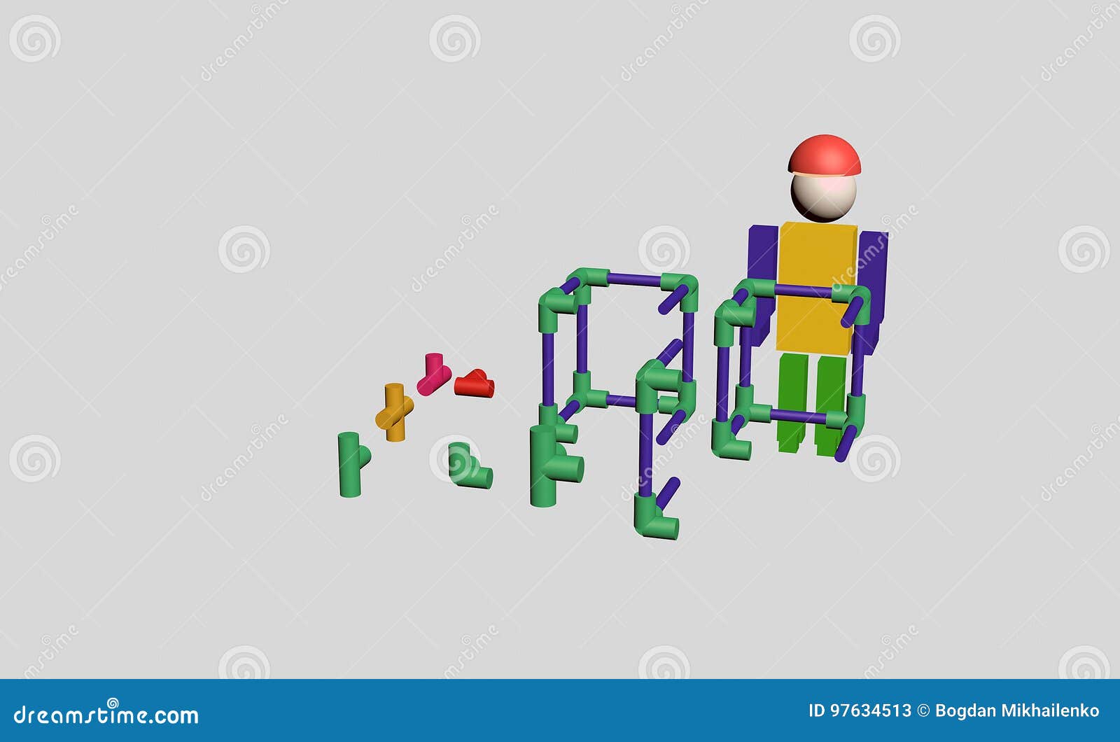 Assembly of Construction Workers 3D Stock Illustration - Illustration ...