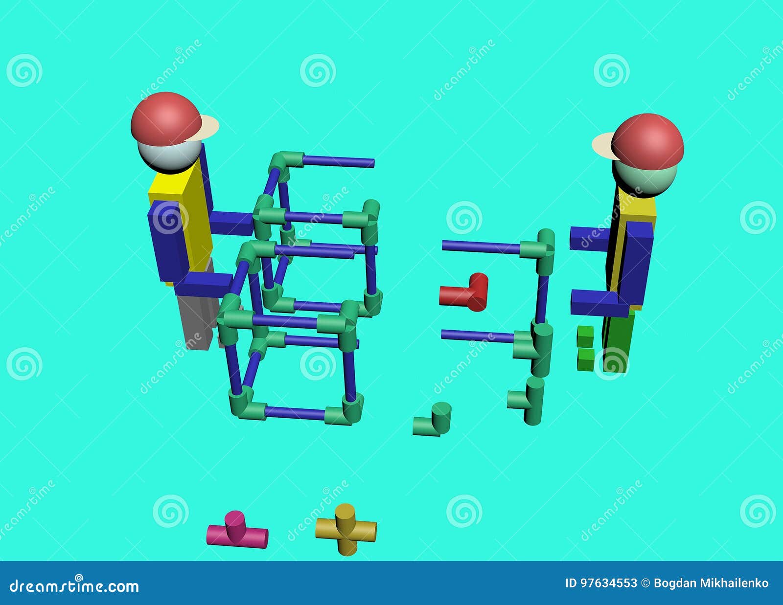Assembly of Construction Workers 3D Stock Illustration - Illustration ...