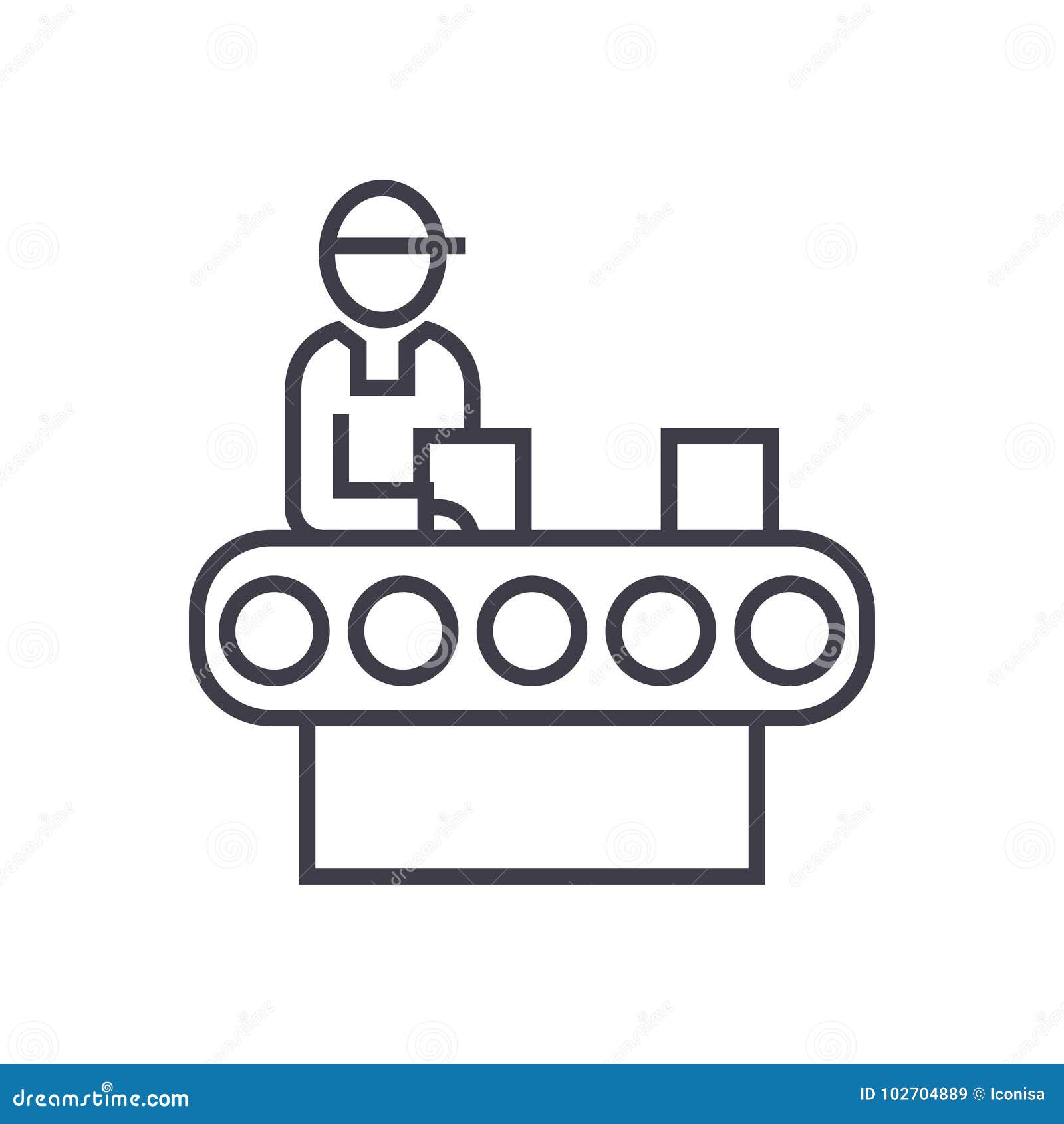 Assembly Conveyor Line Icon Concept. Assembly Conveyor Flat Vector ...