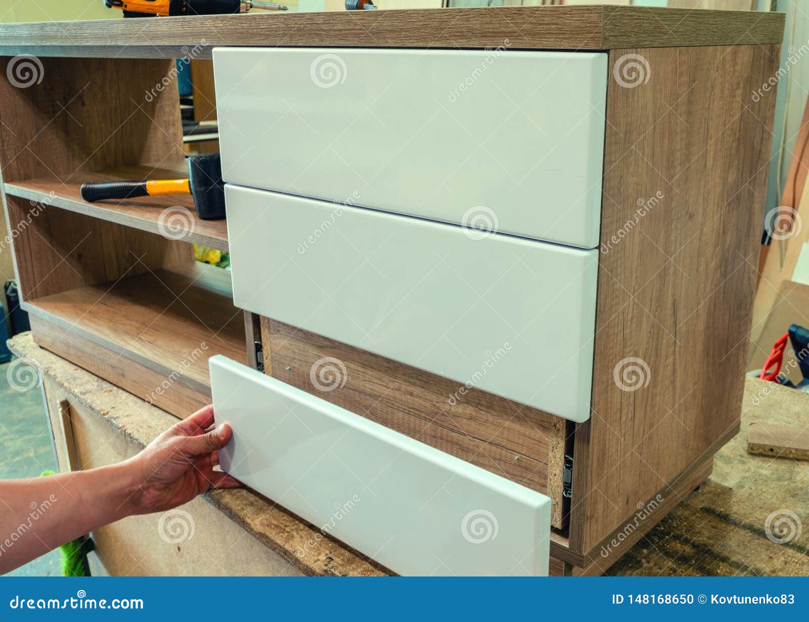 Assembly of Furniture in the Carpentry Workshop Stock Photo - Image of ...
