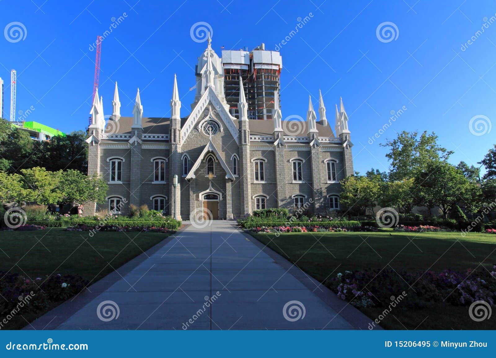 Assembly Hall, Temple Square Utah Stock Image - Image of building, park ...
