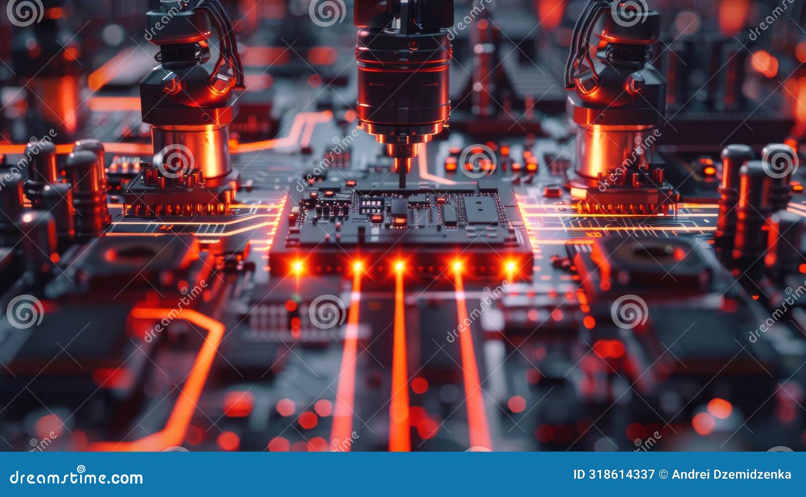 After Assembly, Industrial Robots Test Electronic Printed Circuit ...