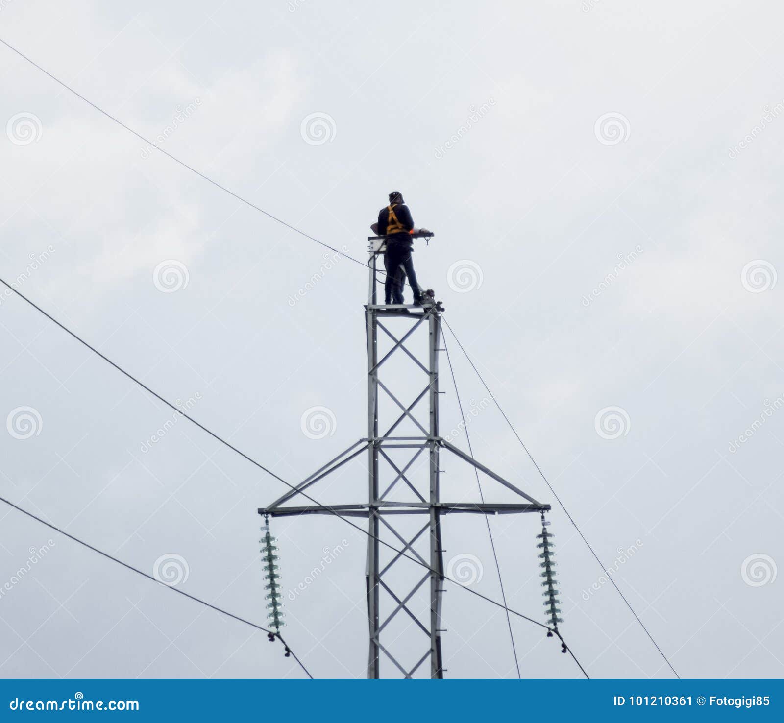 Assembly and Installation of New Support of a Power Line Stock Image ...