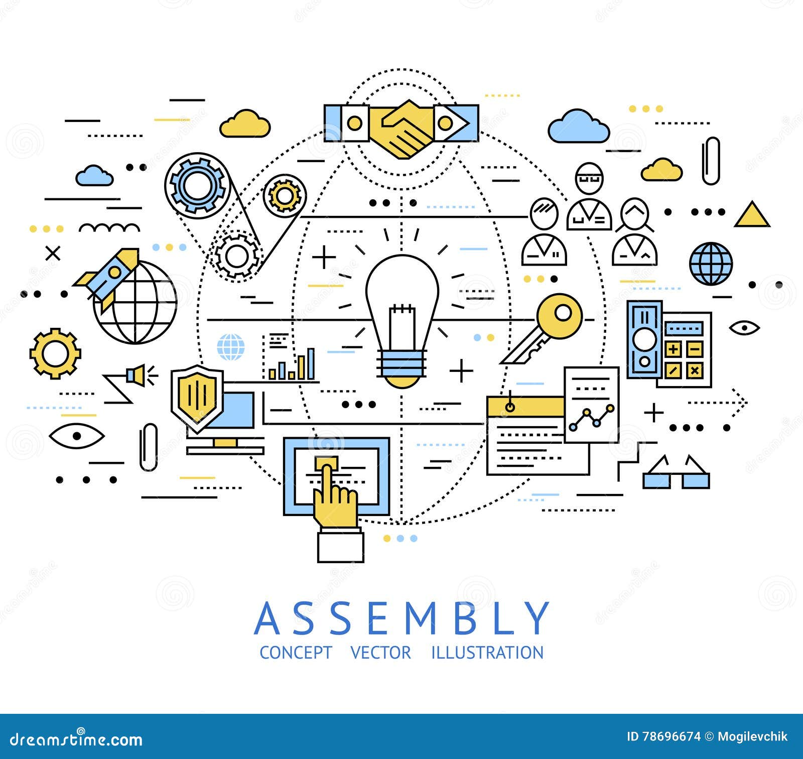Assembly Line Art stock vector. Illustration of design - 78696674