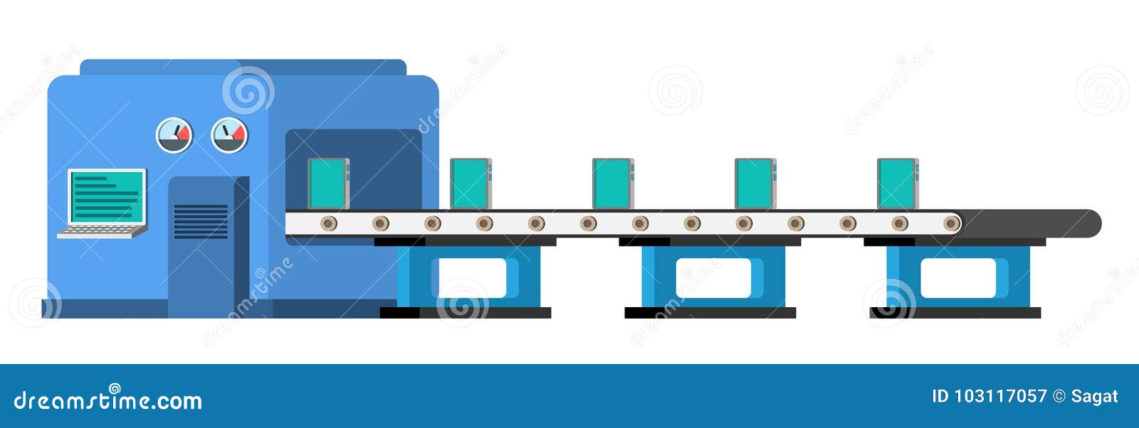 Assembly Line. Automated Conveyor System. Stock Vector - Illustration ... Assembly Line. Automated Conveyor System. Stock Vector - Illustration ...
