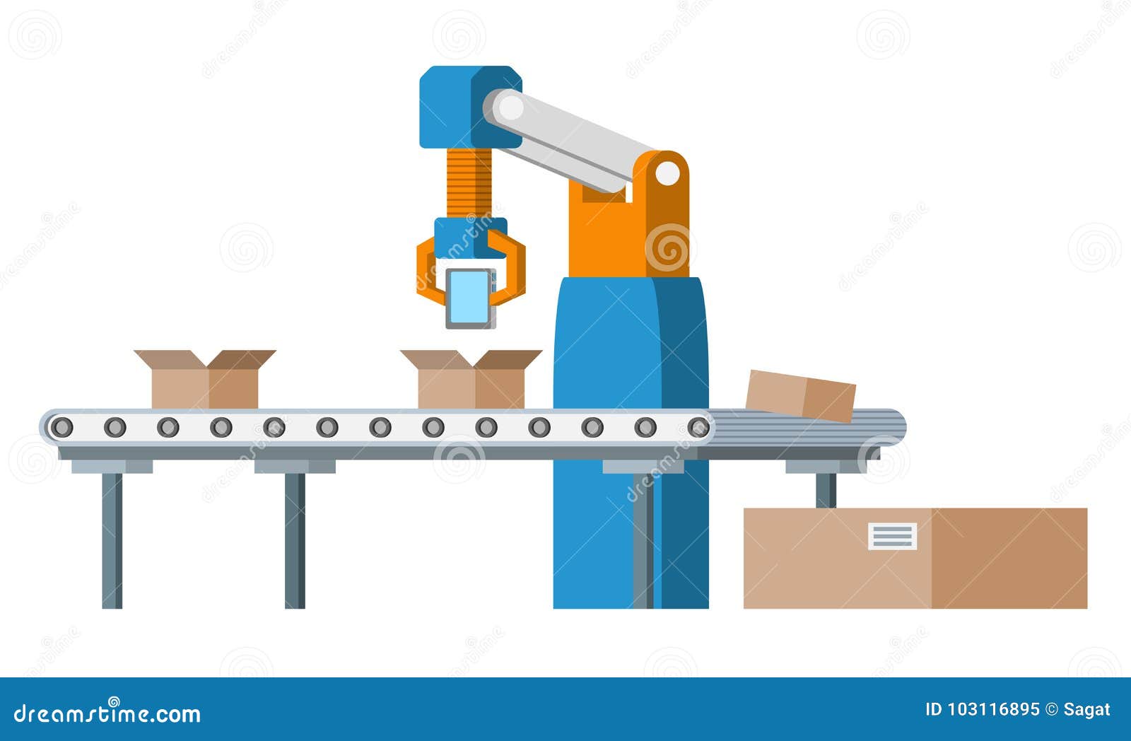 Assembly Line. Automated Conveyor System. Stock Vector - Illustration ...