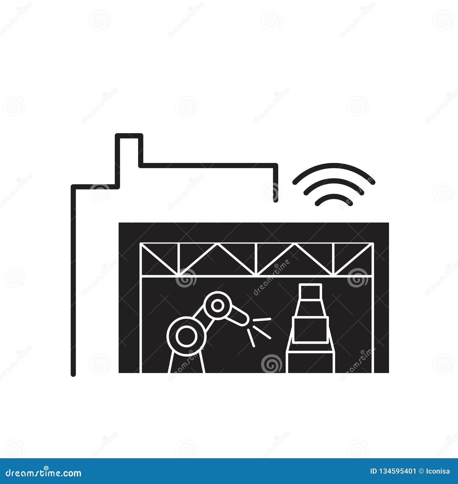 Assembly Line Black Vector Concept Icon. Assembly Line Flat ...