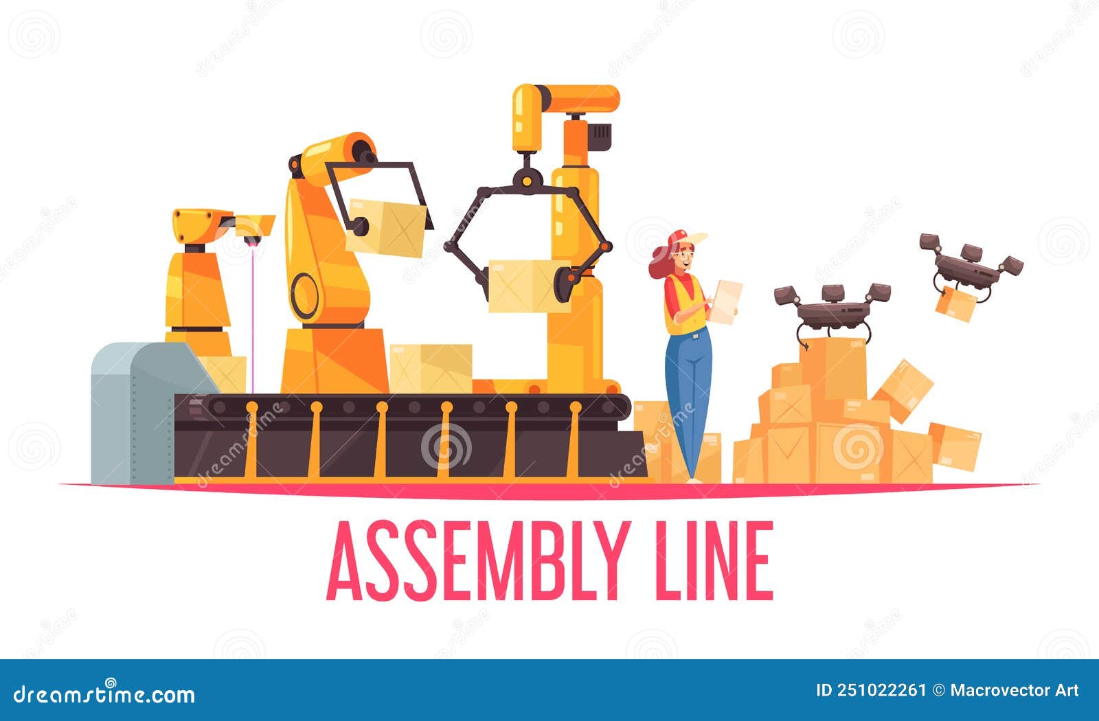 Assembly Line Coveyor Composition Stock Vector - Illustration of ...