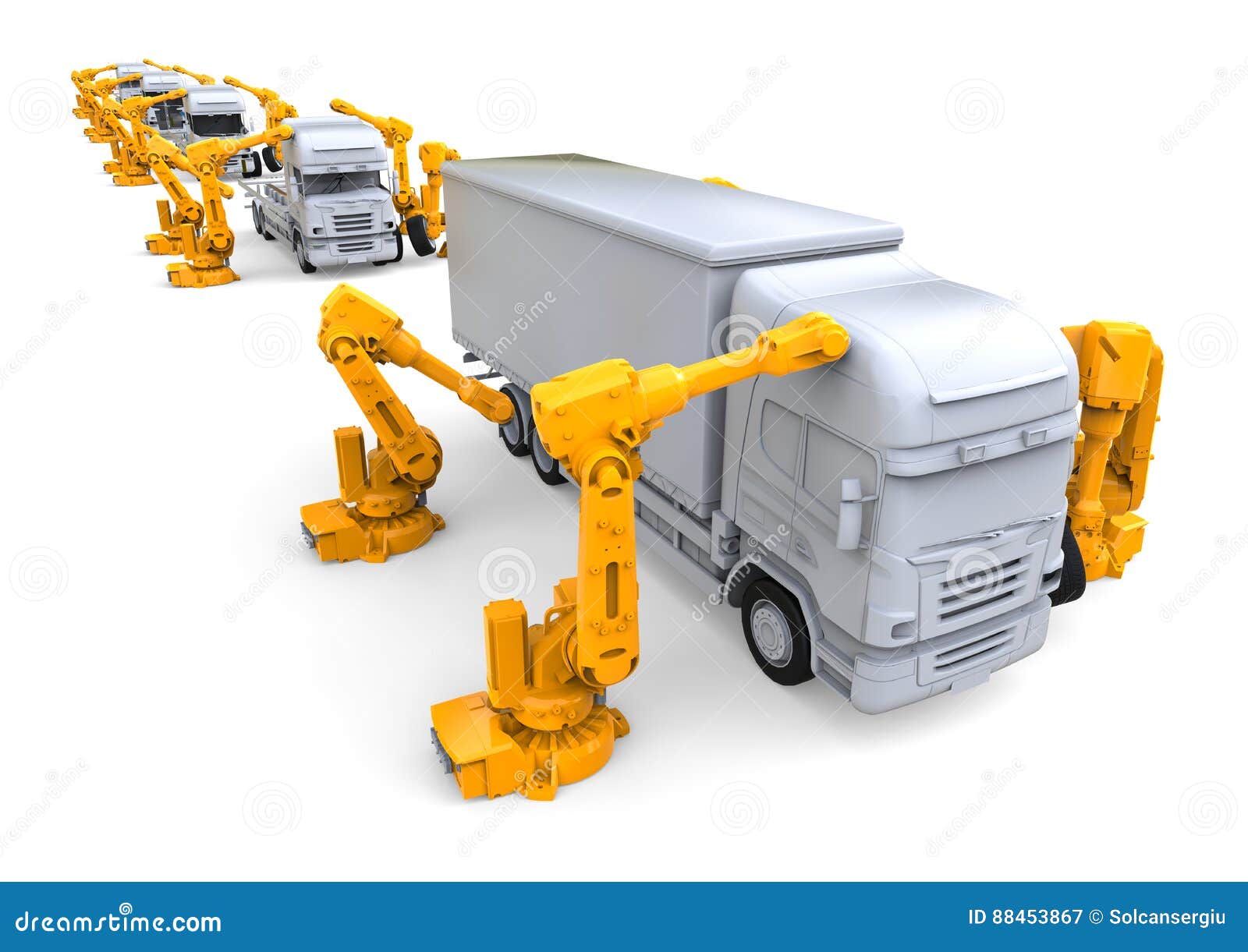 Assembly line stock illustration. Illustration of render - 88453867