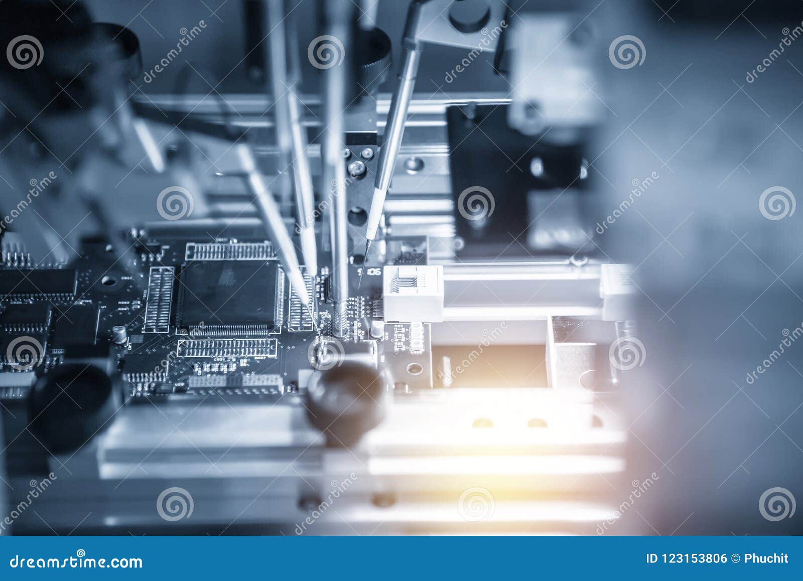 The Assembly Line of Electronic Board with Microchip Stock Photo ...