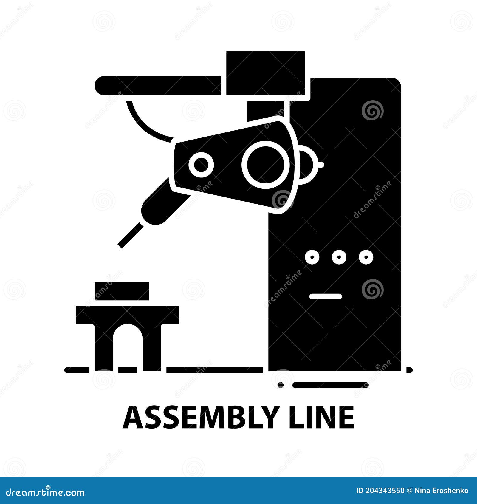 Assembly Line Icon, Black Vector Sign with Editable Strokes, Concept ...