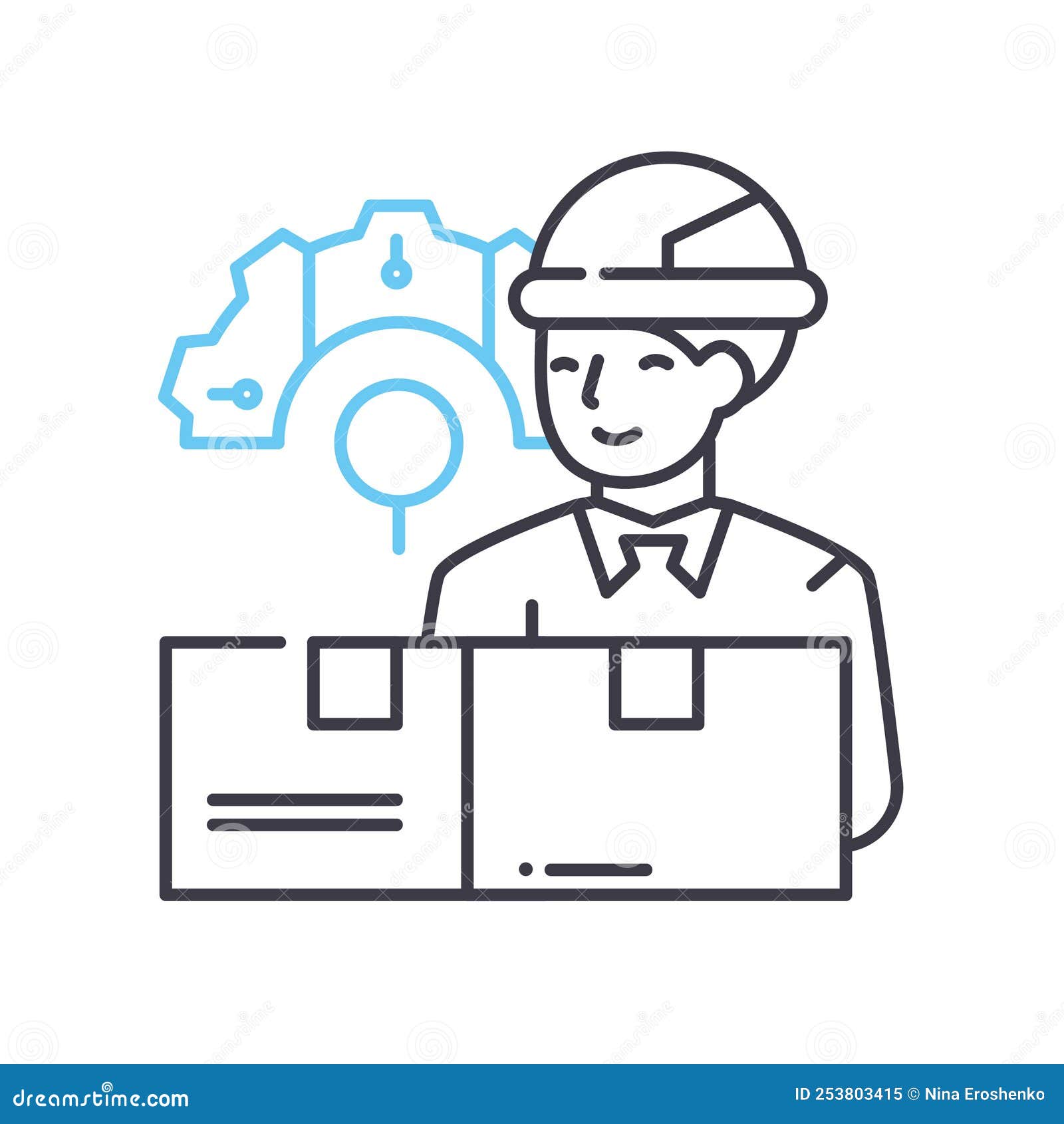 Assembly Line Icon, Outline Symbol, Vector Illustration, Concept Sign ...