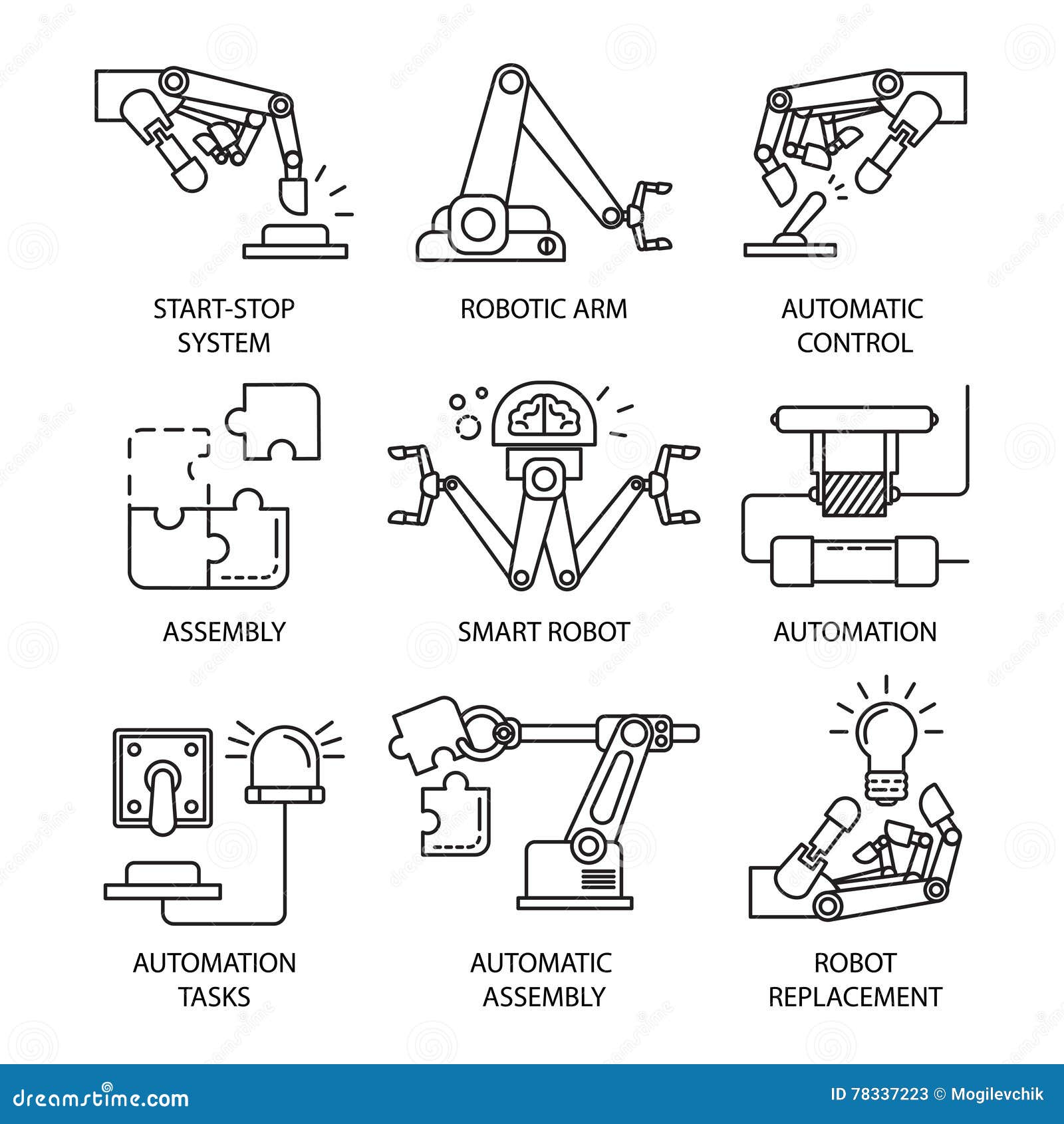 Assembly Line Icon Set stock vector. Illustration of manufacture - 78337223