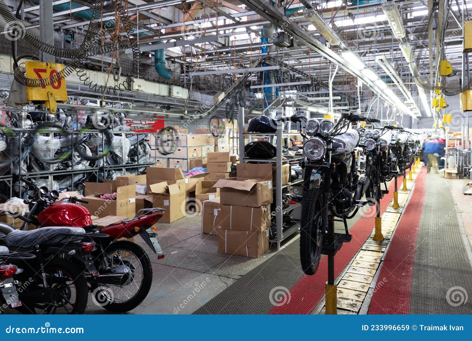 Assembly Line in a Motorcycle Factory, Manual Labor Stock Image - Image ...