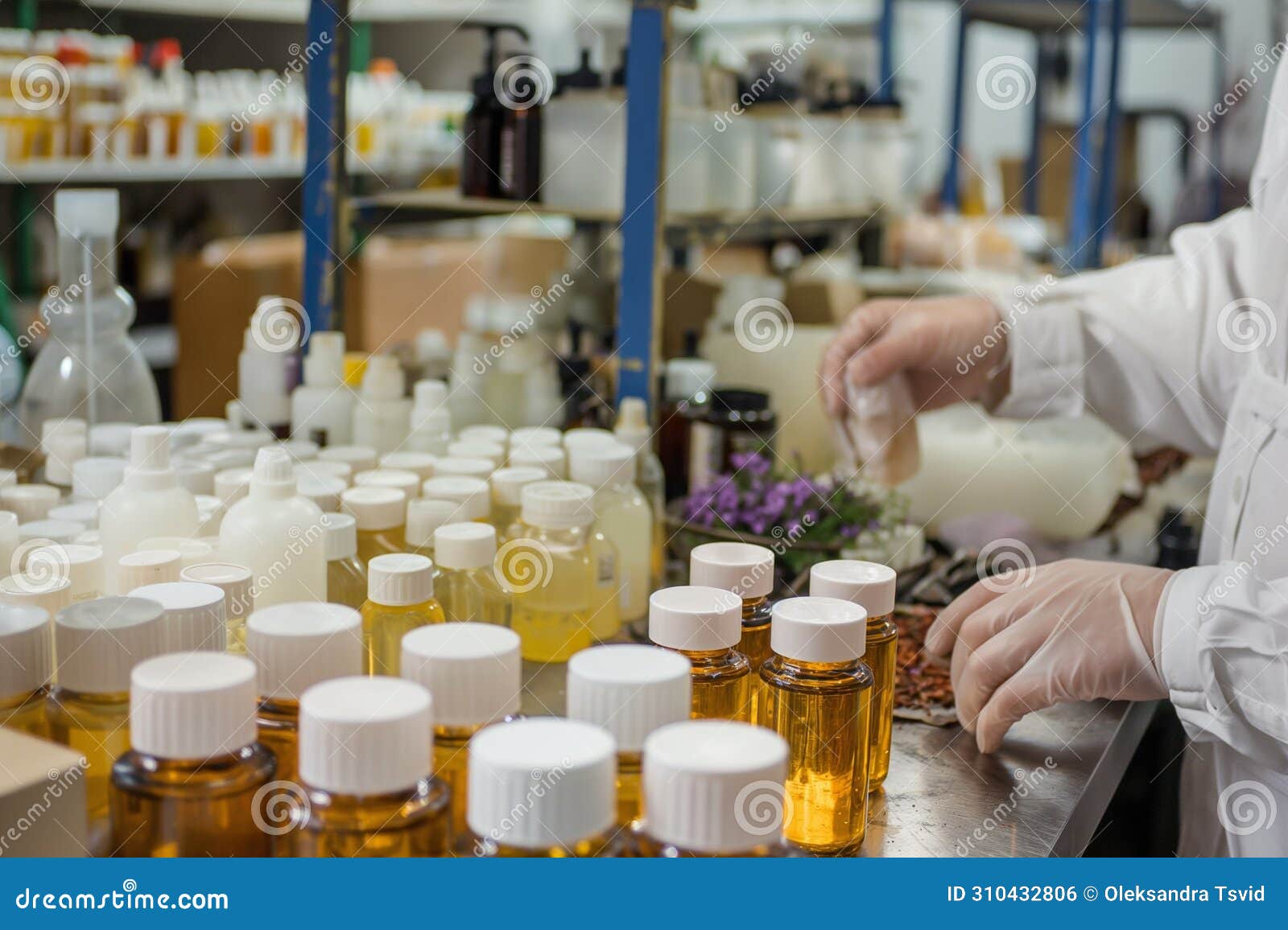Assembly Line of a Natural Cosmetics Factory, Cosmetics on the Conveyor ...