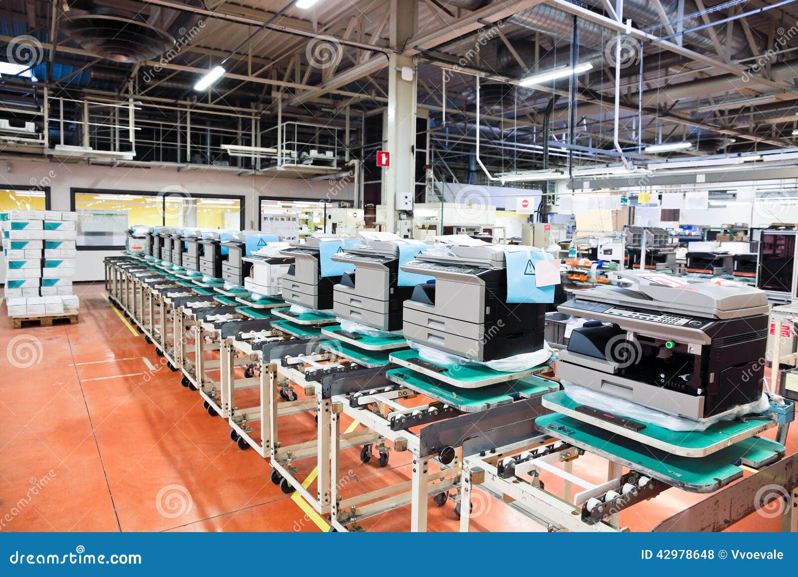 Assembly Line of Office Devices Stock Photo - Image of machinery ...
