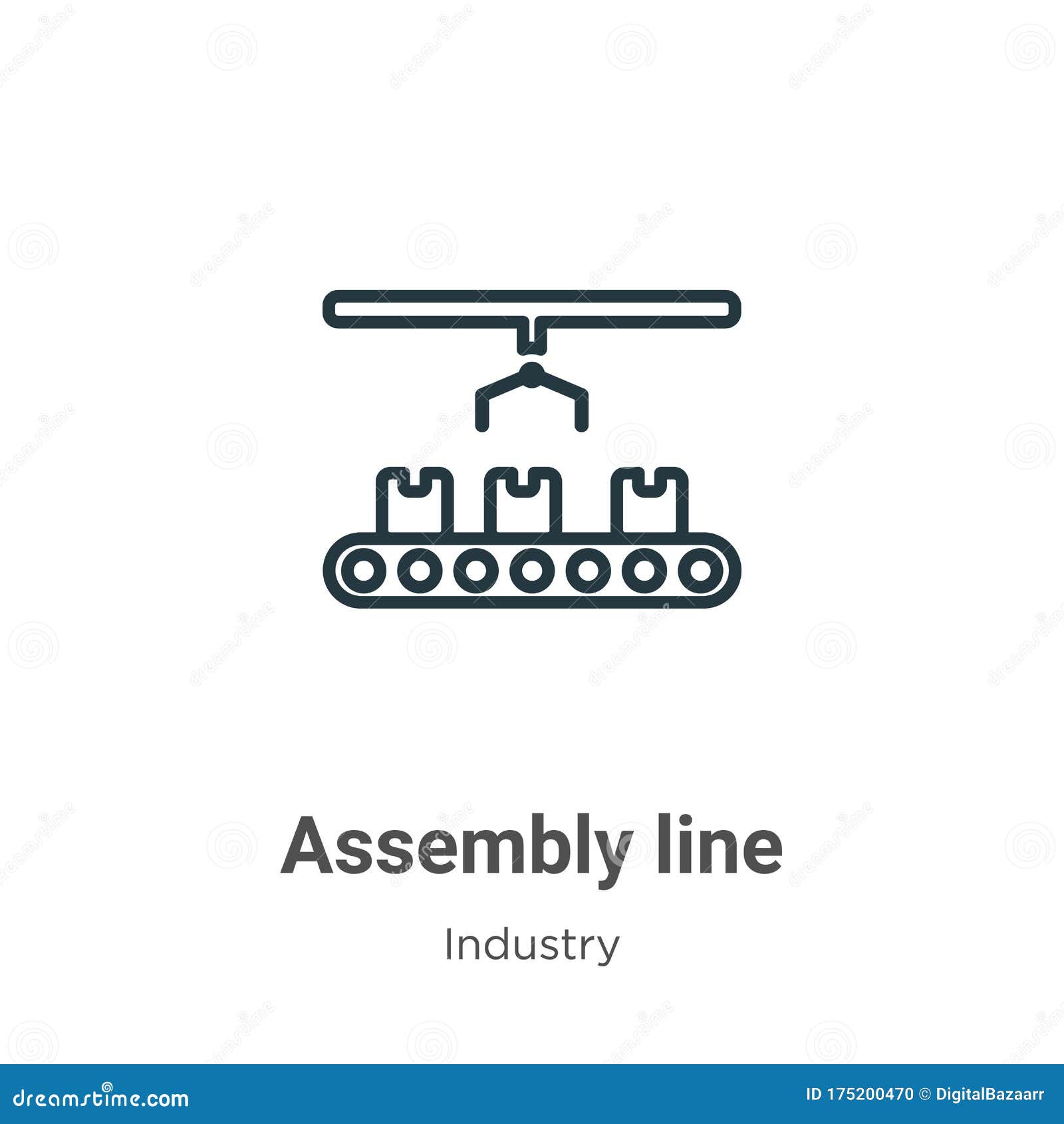 Assembly Line Outline Vector Icon. Thin Line Black Assembly Line Icon ...