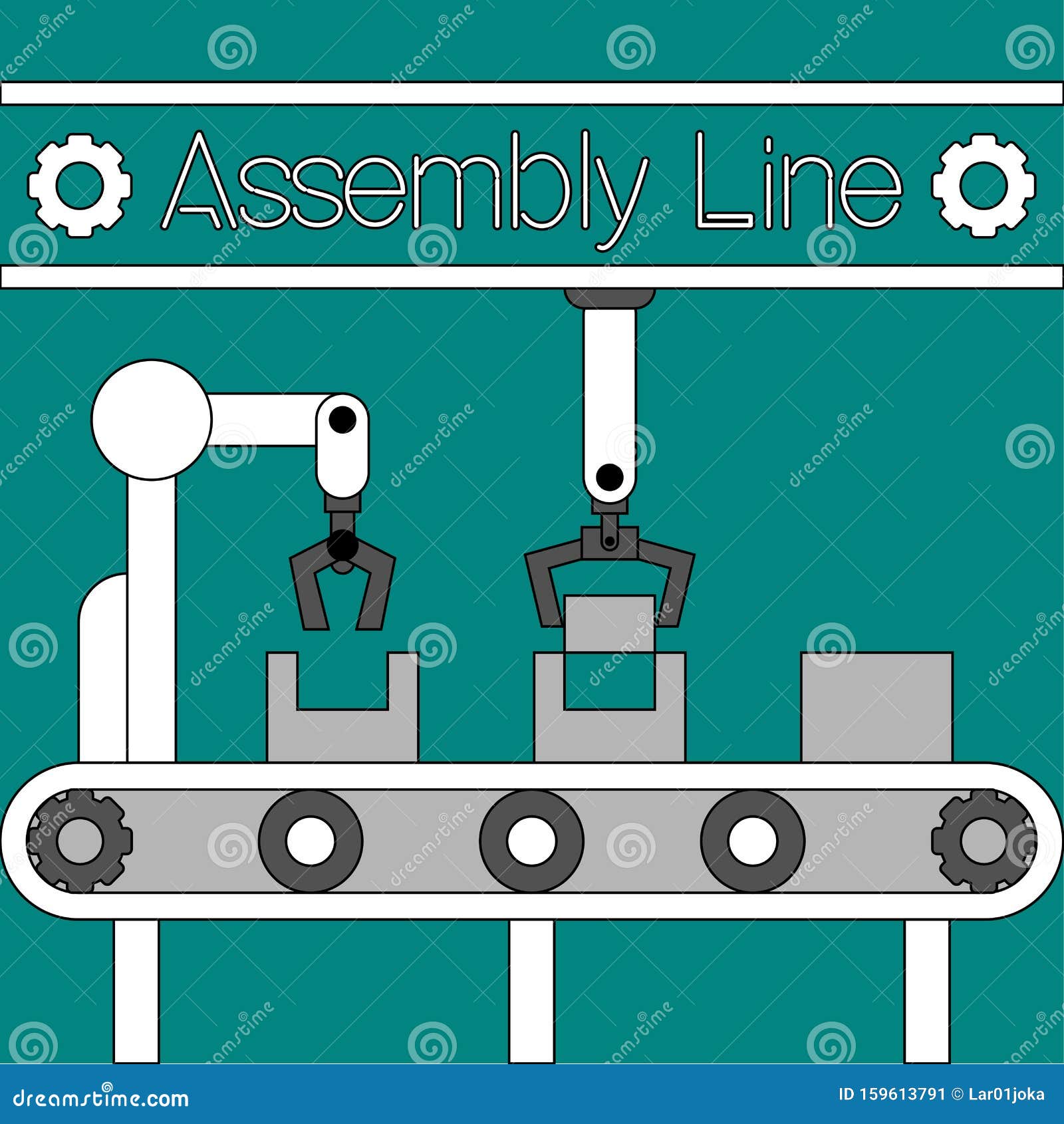 Assembly line poster stock vector. Illustration of manufacturing ...