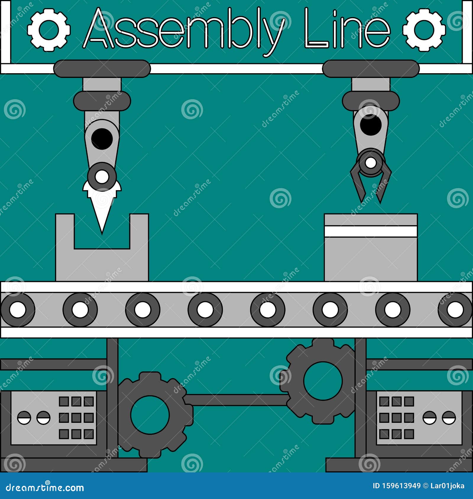 Assembly line poster stock vector. Illustration of manufacture - 159613949