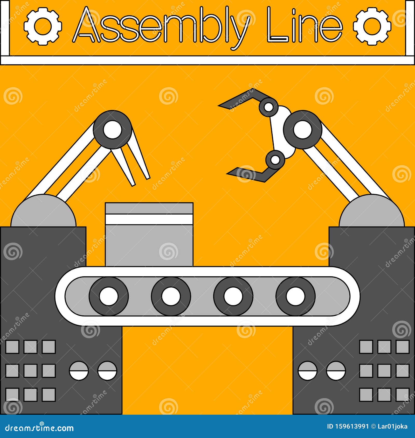Assembly line poster stock vector. Illustration of factory - 159613991