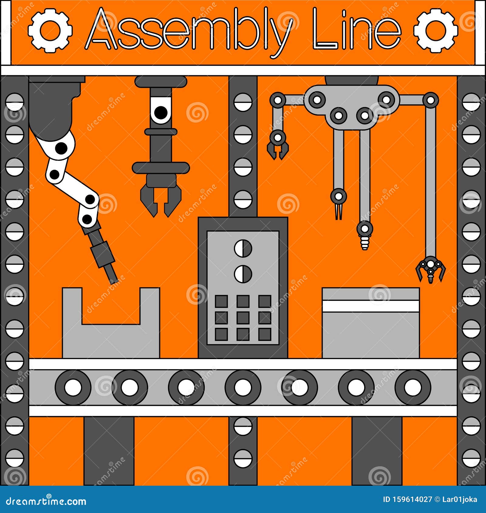 Assembly line poster stock vector. Illustration of factory - 159614027