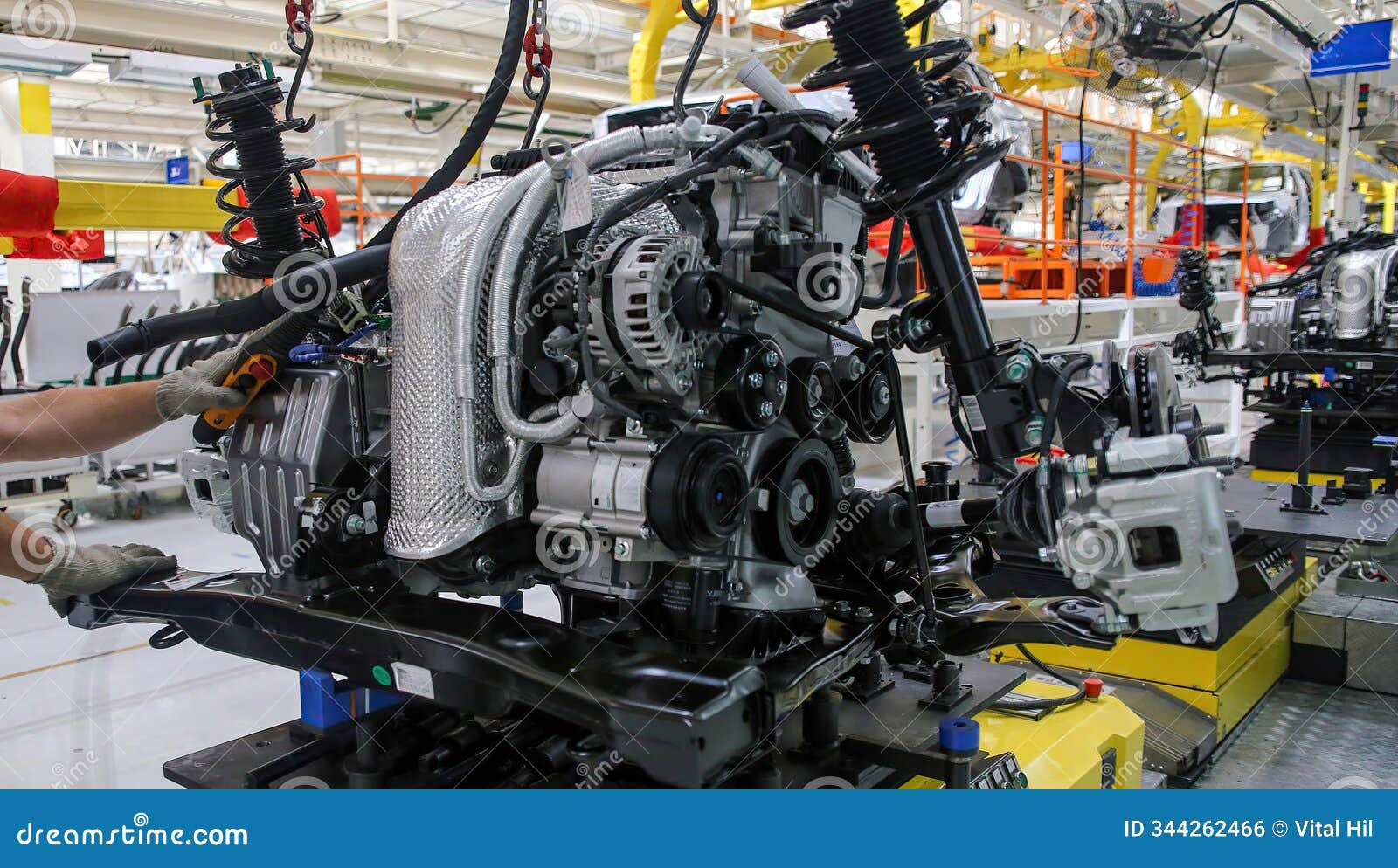 Assembly Line Process of Engine Manufacturing in a Modern Automotive ...