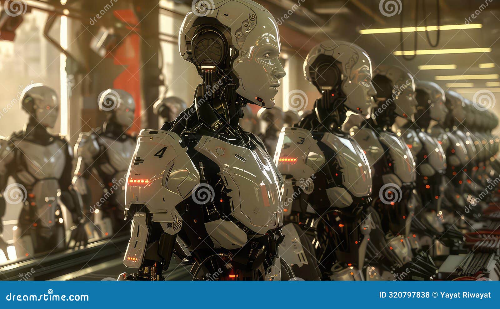 Assembly Line Producing Humanoid Robots in a Factory Setting Generated ...