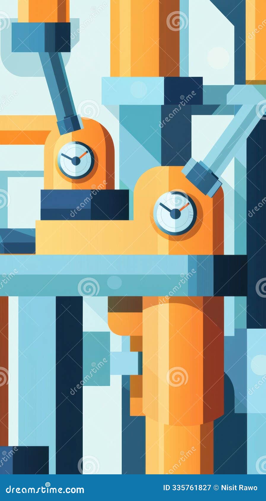 Assembly Line with Product Quality Control Symbols, Flat Design ...