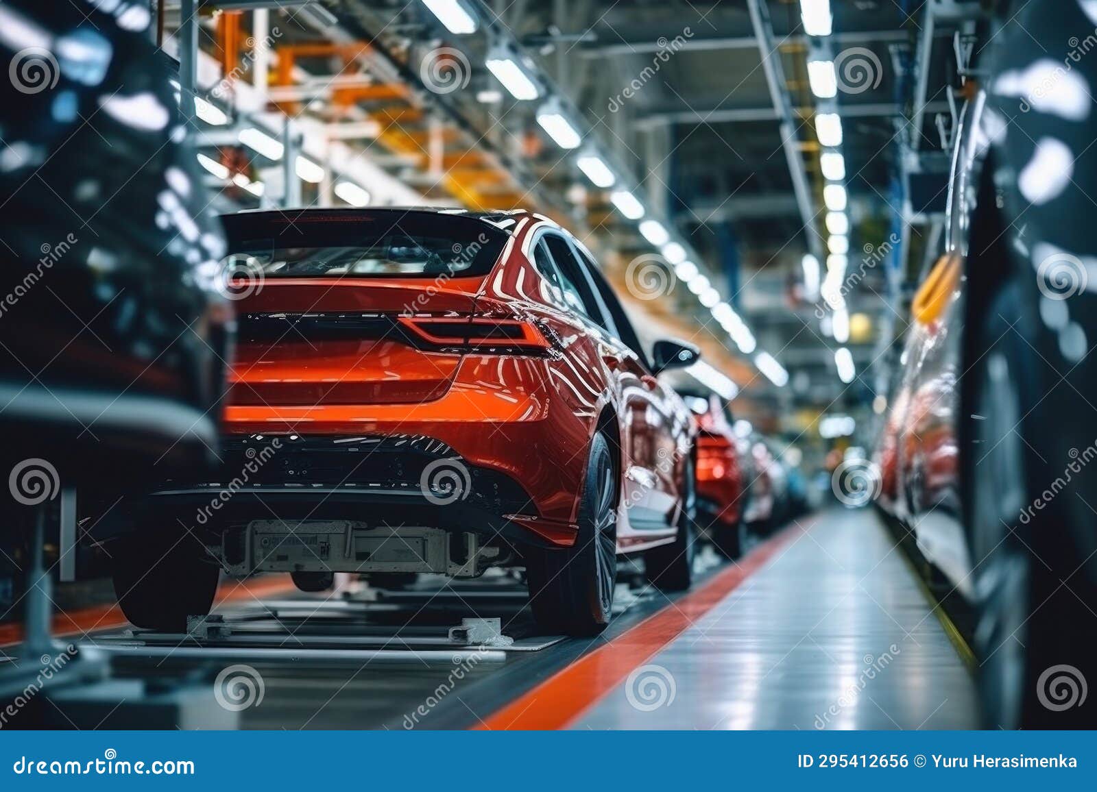 Assembly Line for the Production of Modern Cars. the Final Stage of ...