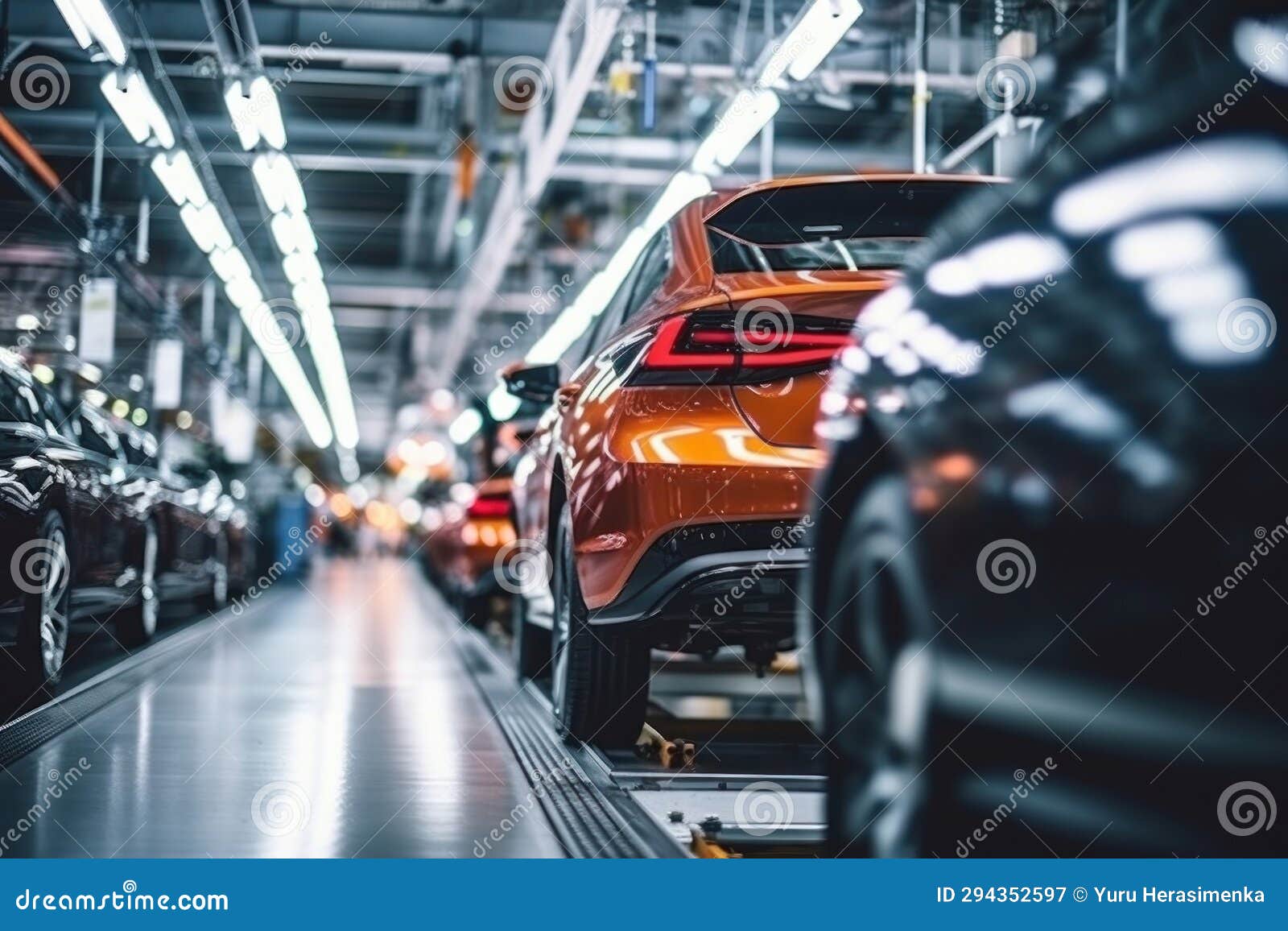 Assembly Line for the Production of Modern Cars. the Final Stage of ...