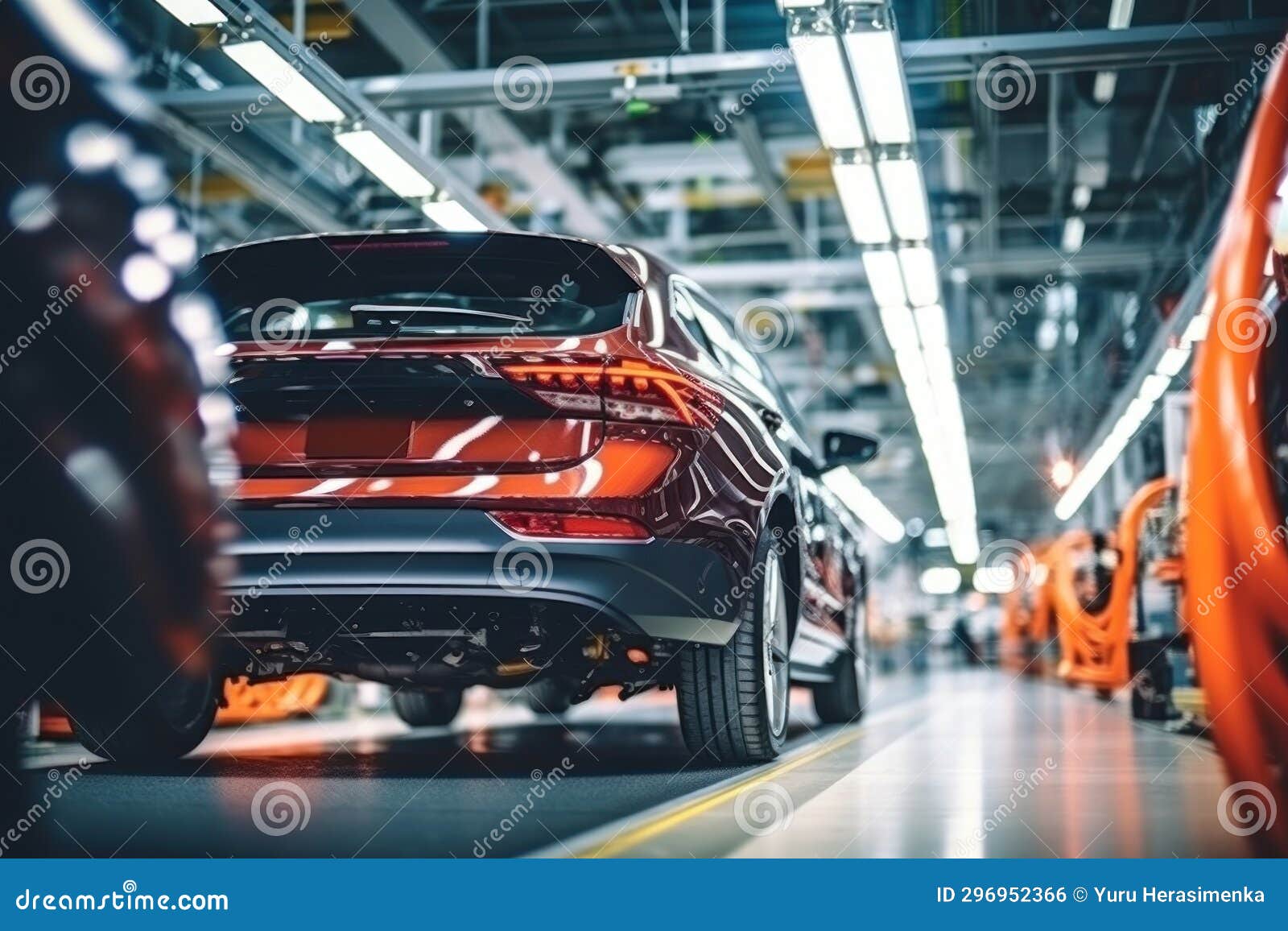 Assembly Line for the Production of Modern Cars. the Final Stage of ...
