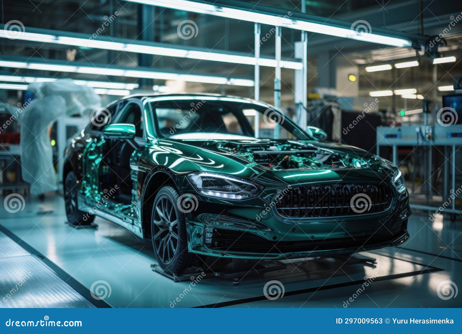 Assembly Line for the Production of Modern Cars. the Final Stage of ...