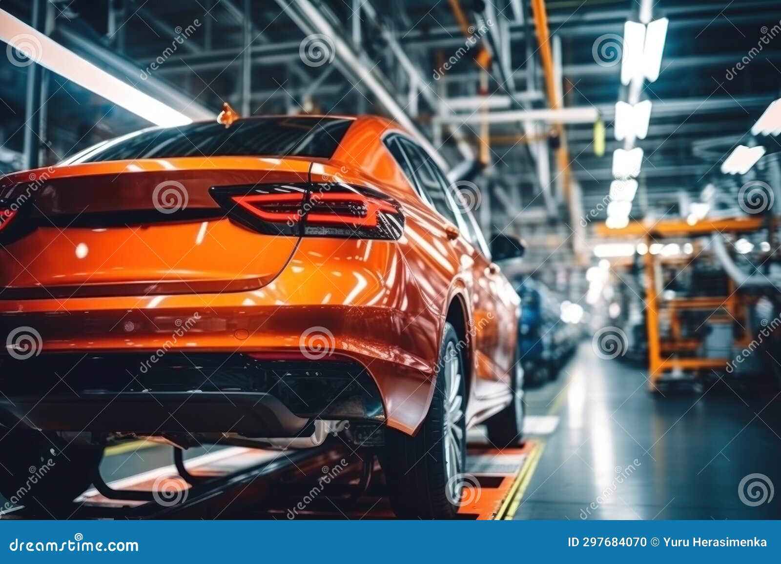 Assembly Line for the Production of Modern Cars. the Final Stage of ...