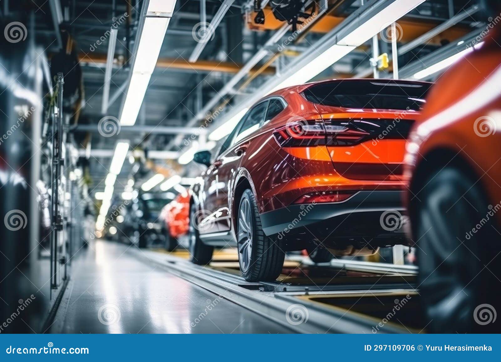 Assembly Line for the Production of Modern Cars. the Final Stage of ...