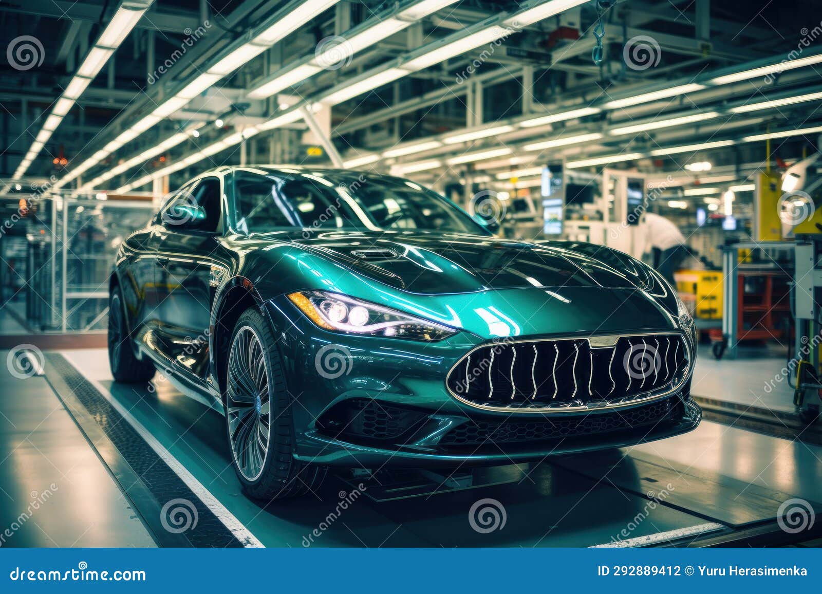 Assembly Line for the Production of Modern Cars. the Final Stage of ...
