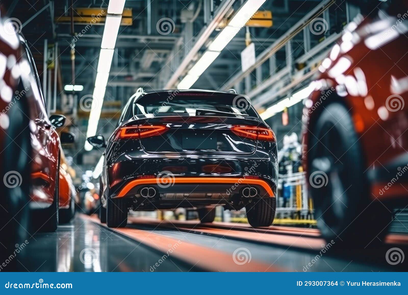 Assembly Line for the Production of Modern Cars. the Final Stage of ...