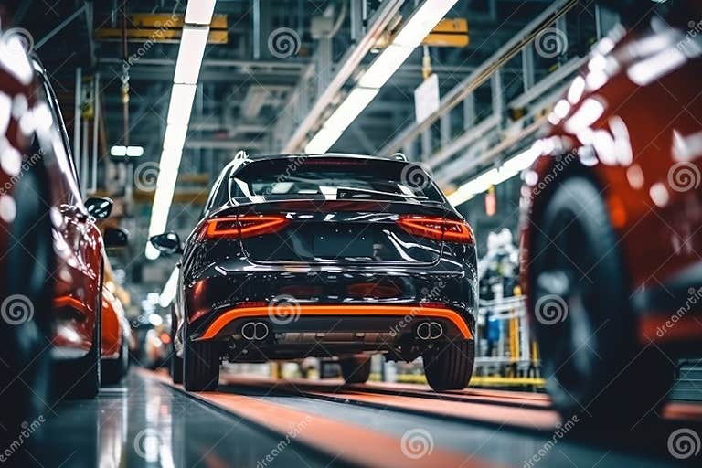Assembly Line for the Production of Modern Cars. the Final Stage of ...