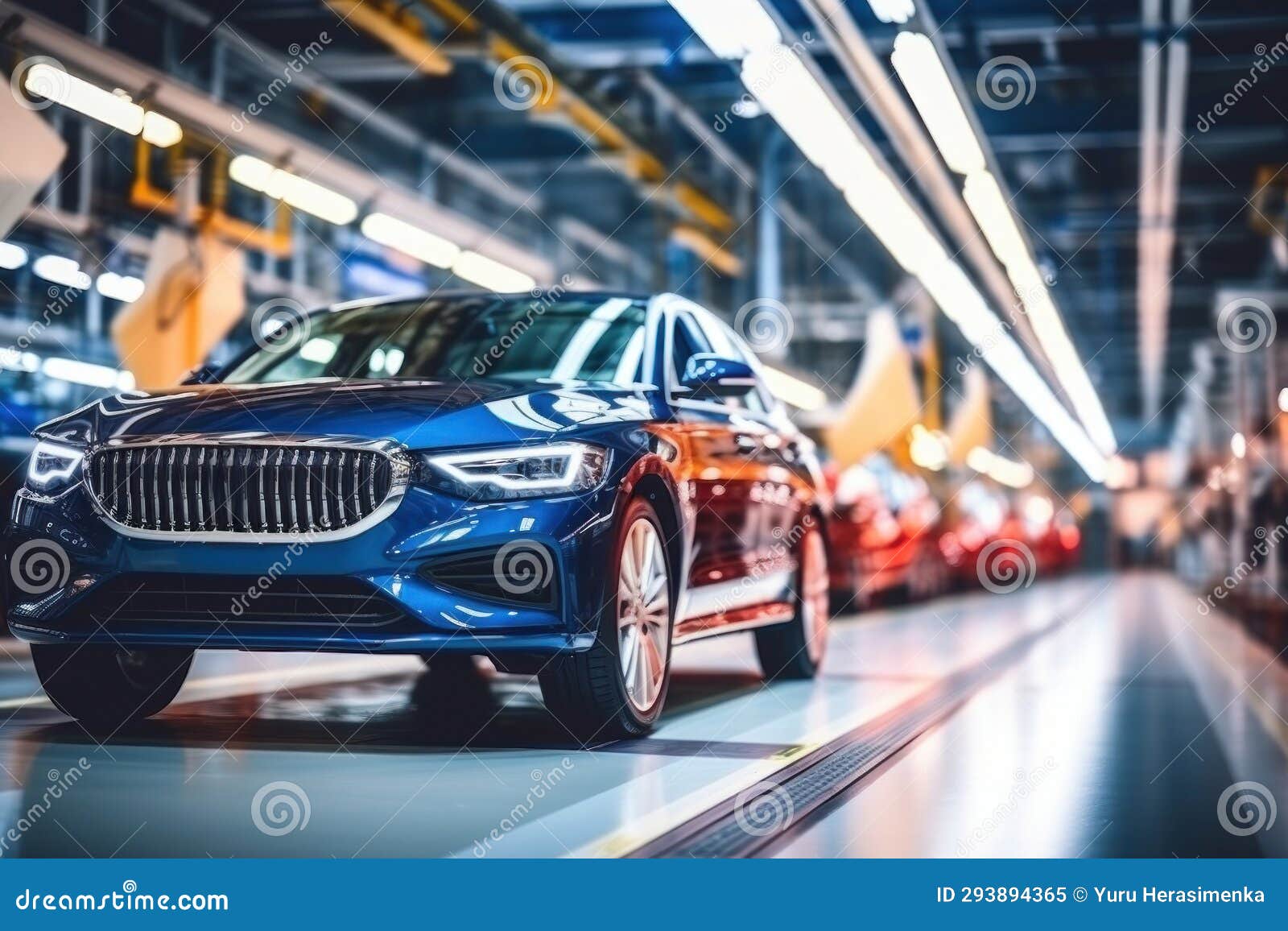 Assembly Line for the Production of Modern Cars. the Final Stage of ...