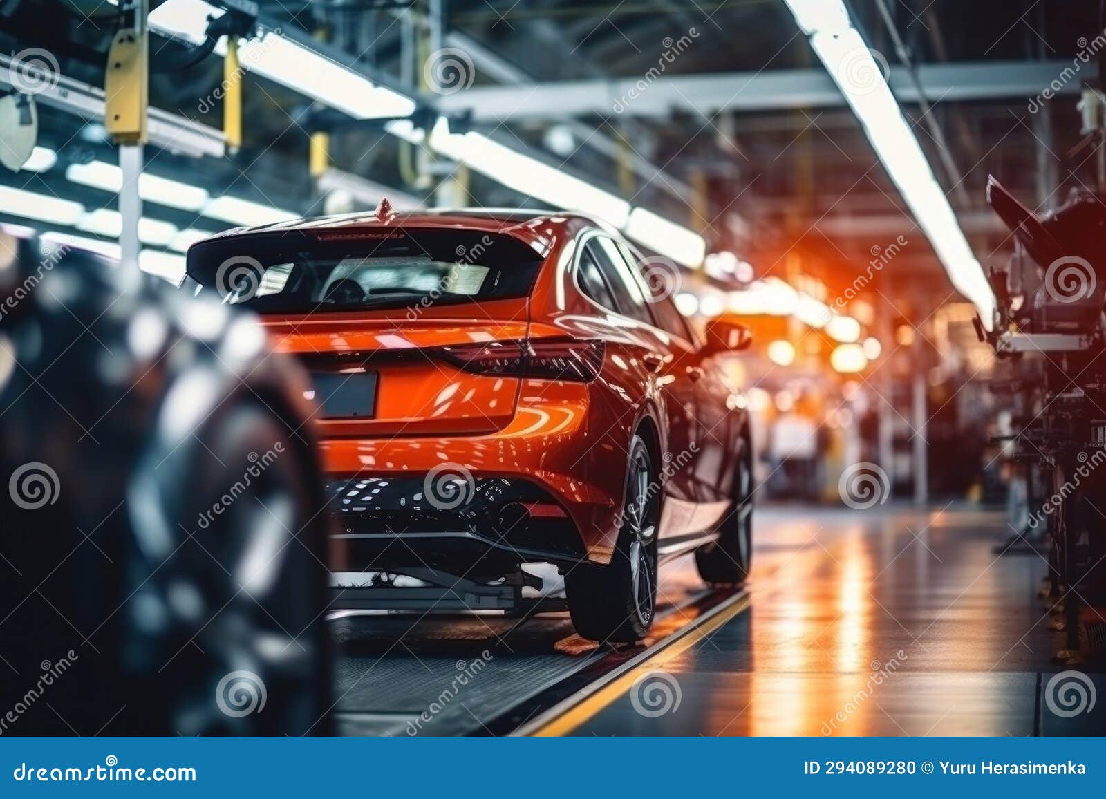 Assembly Line for the Production of Modern Cars. the Final Stage of ...