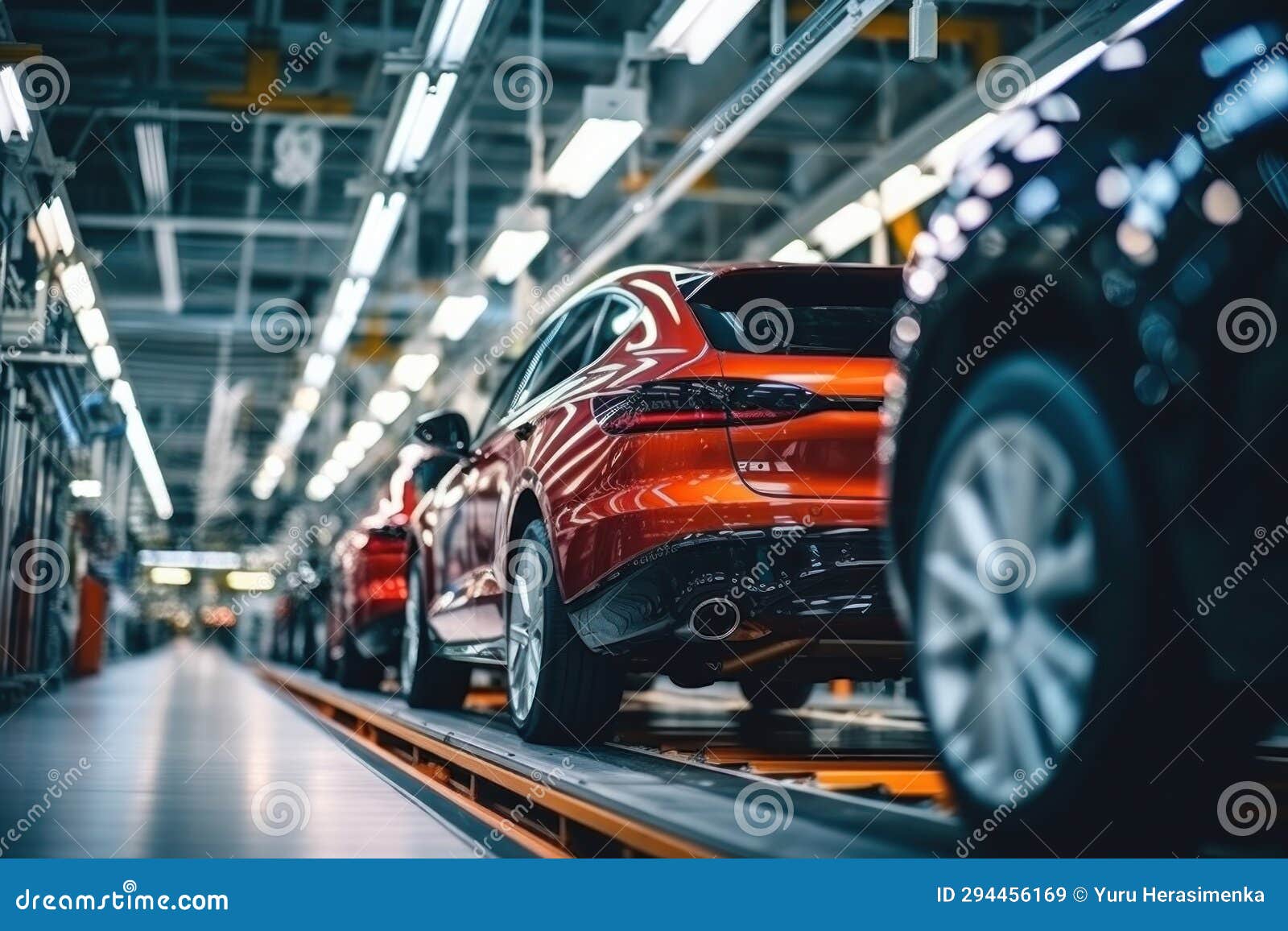 Assembly Line for the Production of Modern Cars. the Final Stage of ...