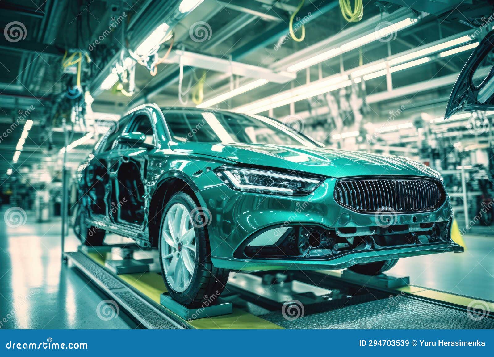 Assembly Line for the Production of Modern Cars. the Final Stage of ...