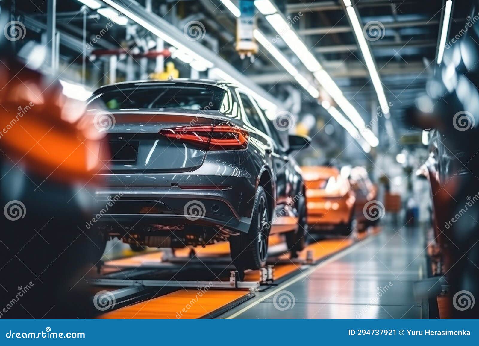 Assembly Line for the Production of Modern Cars. the Final Stage of ...