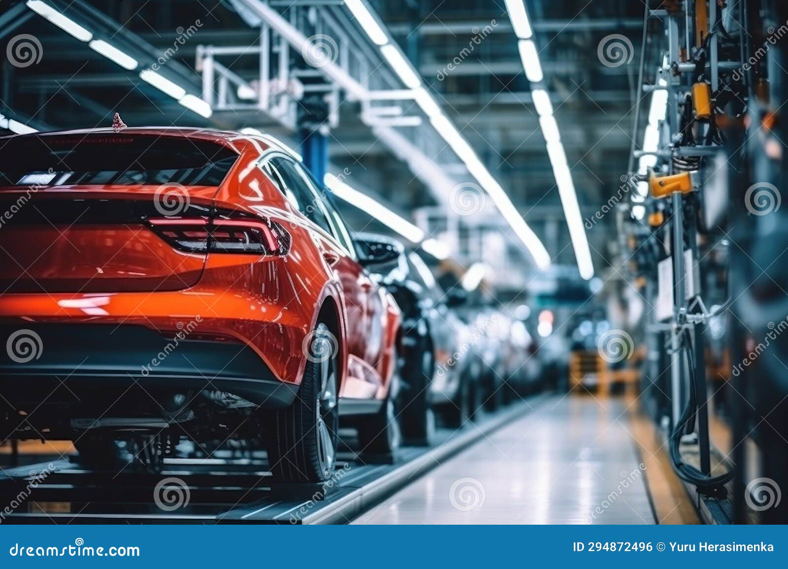 Assembly Line for the Production of Modern Cars. the Final Stage of ...