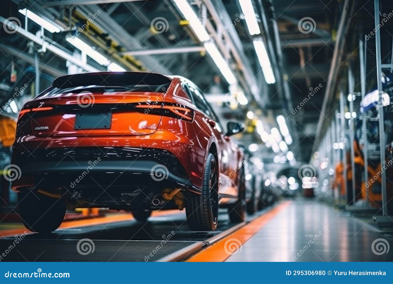 Assembly Line for the Production of Modern Cars. the Final Stage of ...