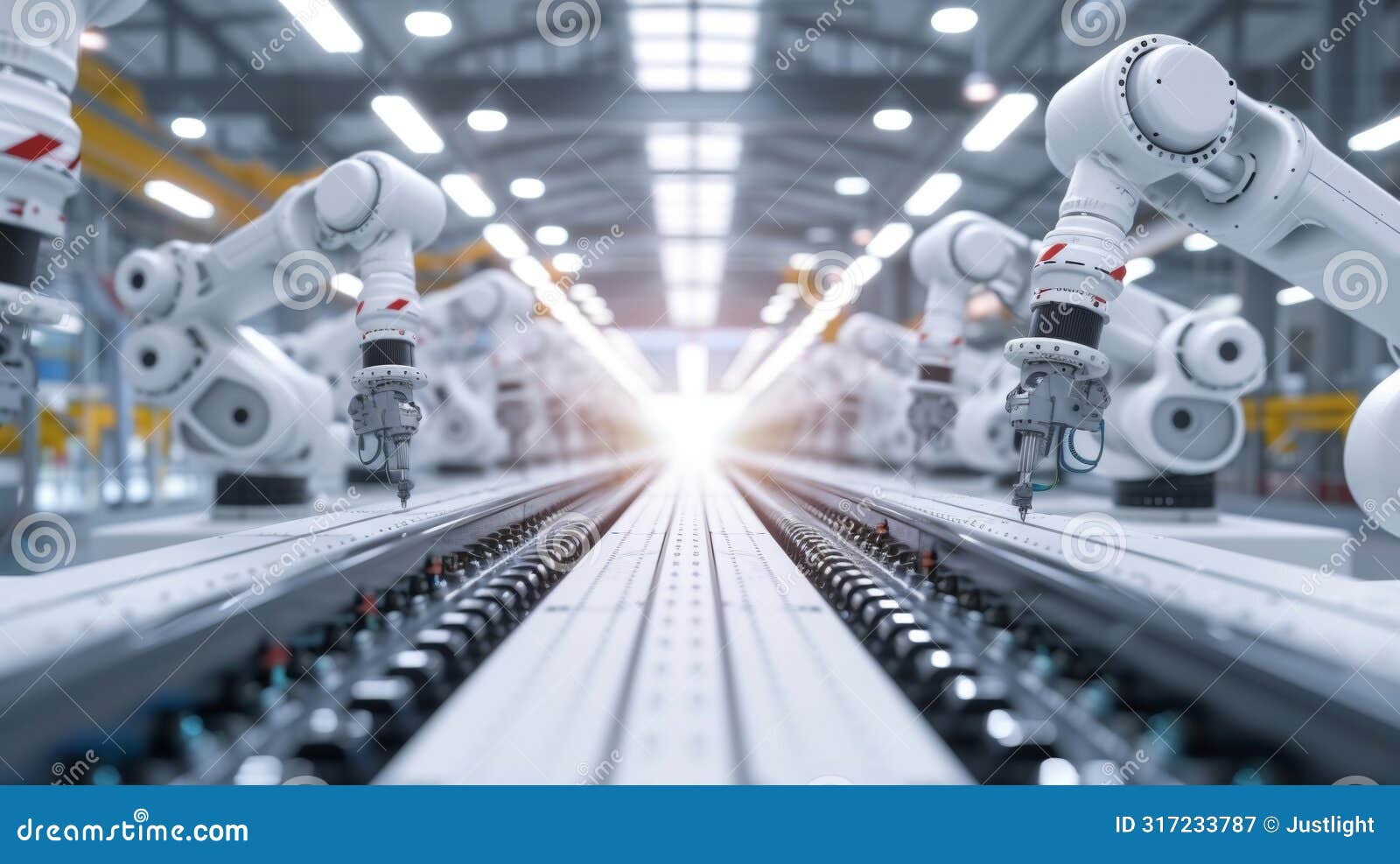 An Assembly Line of Robotic Arms Each Performing a Specific ...
