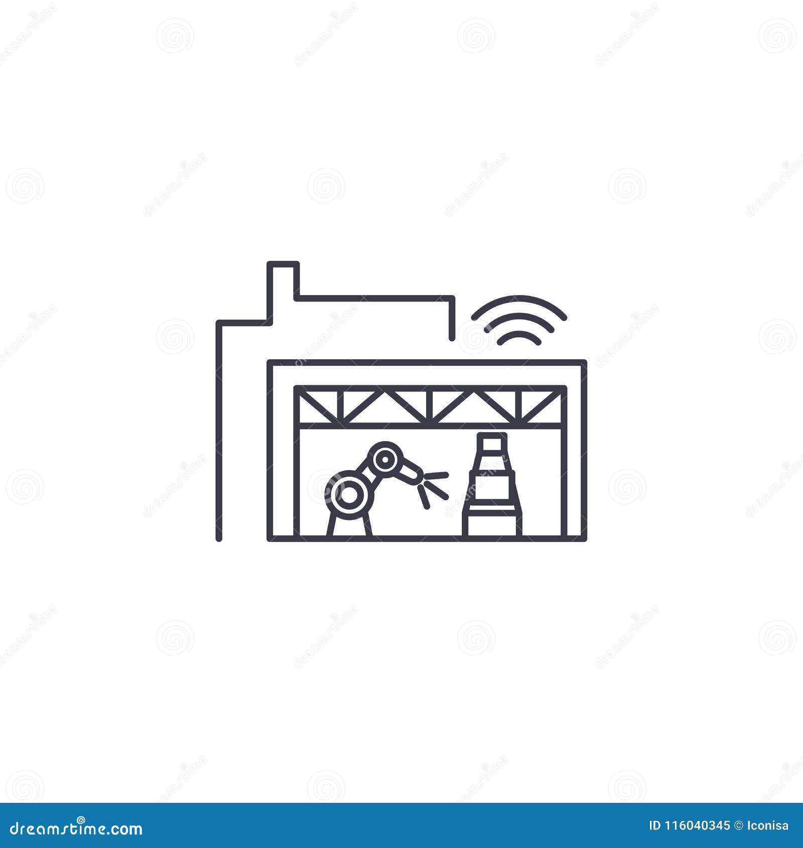 Assembly Line Vector Line Icon, Sign, Illustration on Background ...