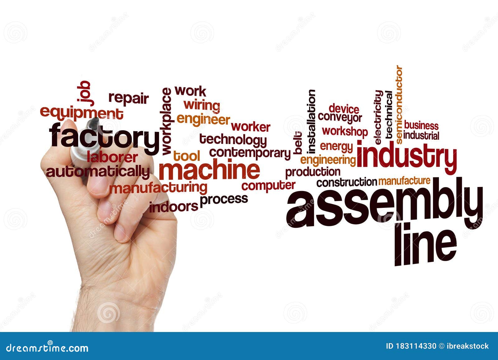 Assembly Line Word Cloud Concept Stock Illustration - Illustration of ...