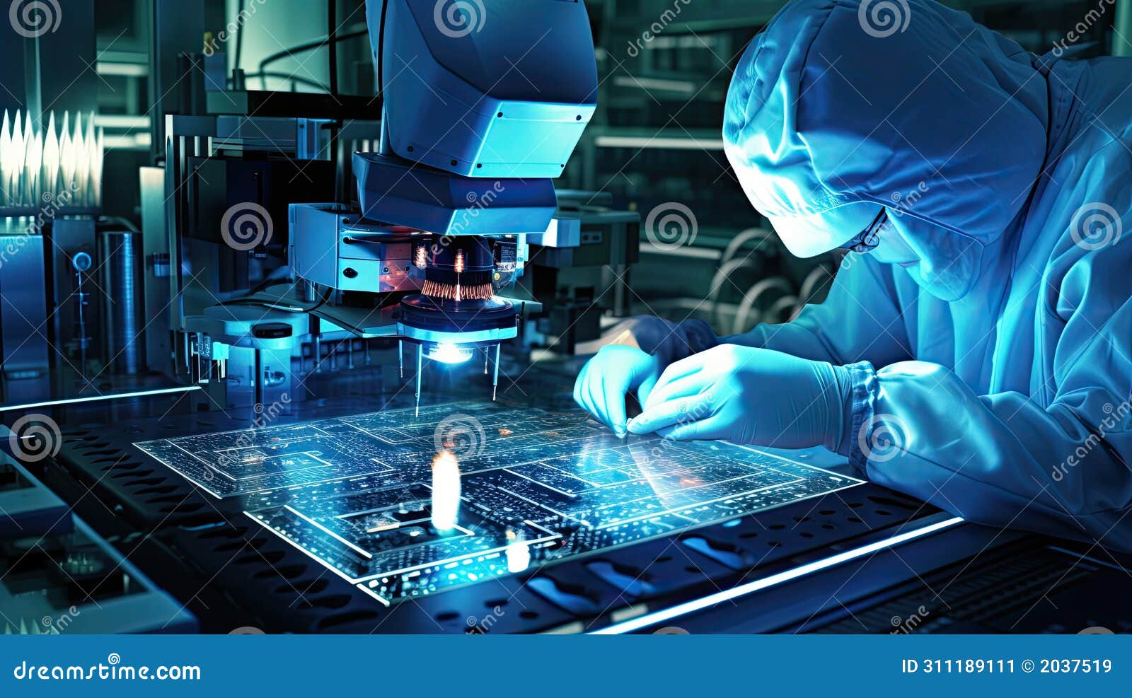 Assembly Microchip Electronics Factory Stock Illustration ...