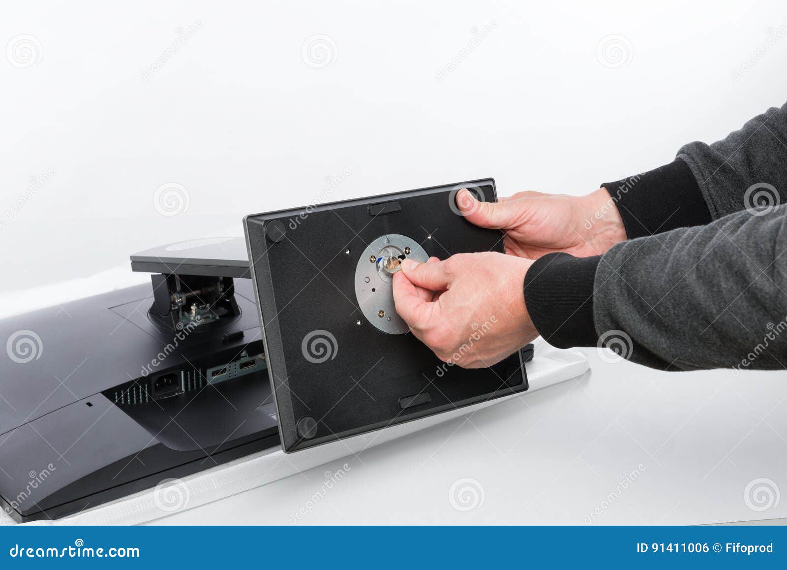 Assembly of a Modern Computer Display before First Use Stock Photo ...