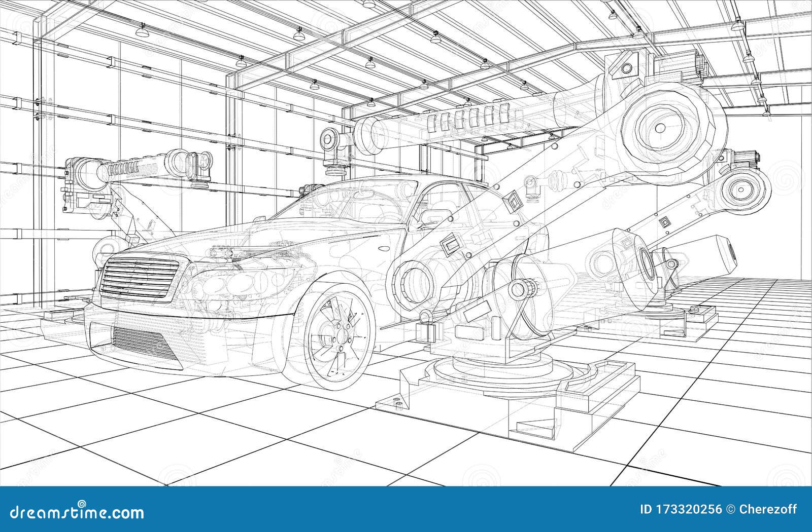 Assembly of Motor Vehicle. Vector Stock Vector - Illustration of line ...